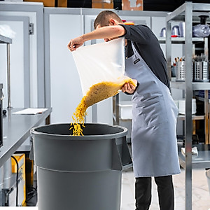 55 Gallon Trash Can With Lid And Dolly Round Ingredient Storage Containers Recycling Bin Kitchen Garbage Can Office Garbage Can Trash Barrel Plastic Barrel Yard Waste Bin Outdoor Trashcan (1, Gray)