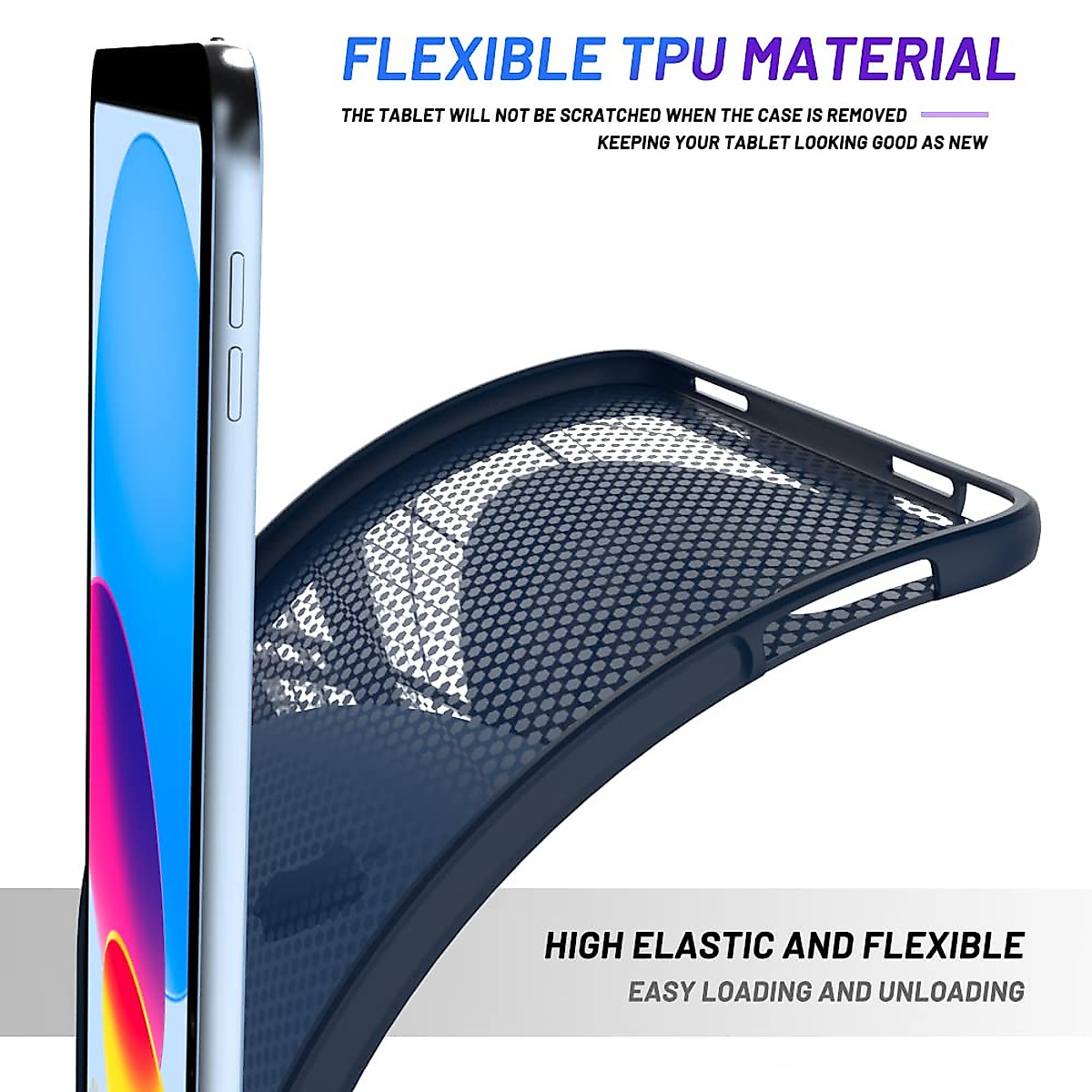 iPad 10th Generation Case, Slim Light Soft TPU Side Corner Protective Cover Case for iPad 10th Generation 10.9 Inch (2022 Model), Navy