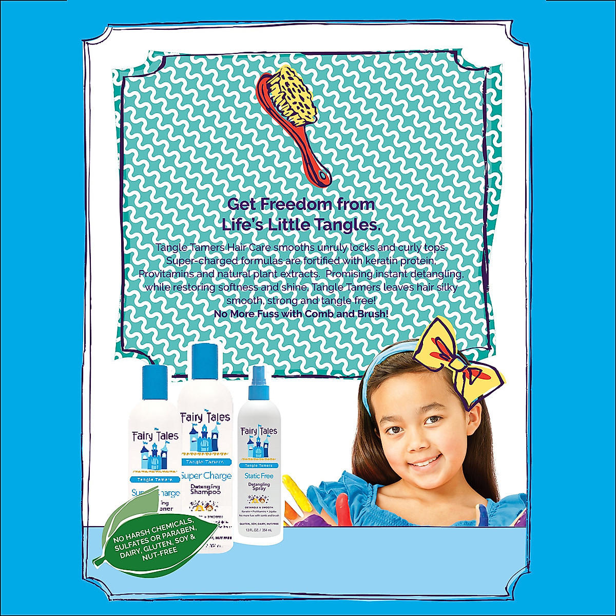 Fairy Tales Tangle Tamer Detangling Shampoo for Kids - Ultra Moisturizing and Anti Frizz Protection - Paraben Free, Sulfate Free - 12 Oz