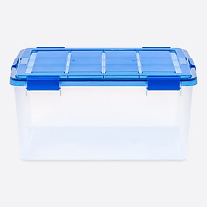 Iris 4Pack 62qt WEATHERPRO Airtight Plastic Storage Bin with Lid and Seal and Secure Latching Buckles