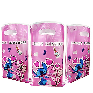 OU RUI 30Pcs Pink Lilo and Stitch Party Gift Bags,Girl Lilo and Stitch Birthday Party Supplies Decorates