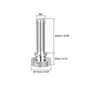 uxcell Knurled Thumb Screws, M5x20mm Brass Shoulder Bolts Grip Knobs Fasteners, Nickel Plated 10Pcs