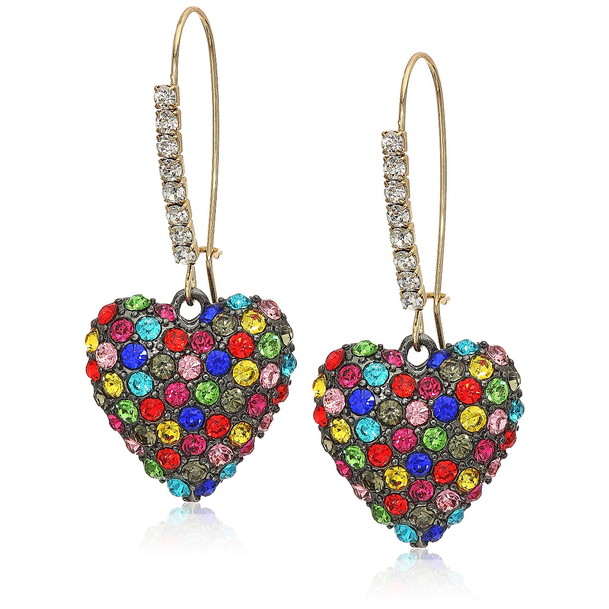 Betsey Johnson Stone Heart Dangle Earrings