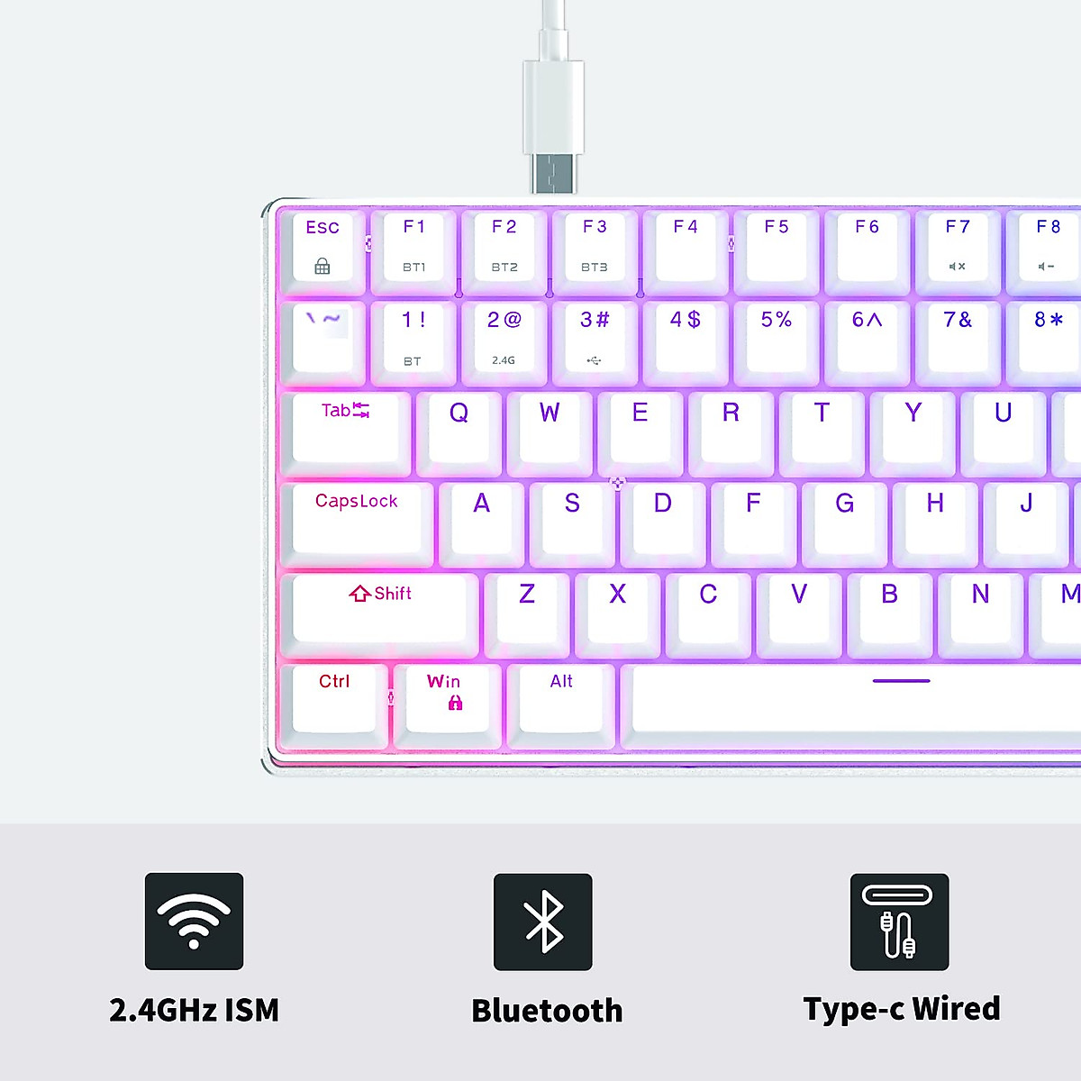 CIY TES84 Hot-Swappable Mechanical Keyboard with CNC Aluminum Case, RGB Wireless/Wired Gaming Keyboard, Double Shot Keycaps,2000mAh Battery (Gateron Yellow, White) (84Keys)