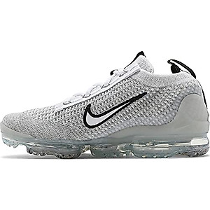 Nike Boy's Air Vapormax 2021 FK (Big Kid) White/White/Black/Metallic Silver 6.5 Big Kid M