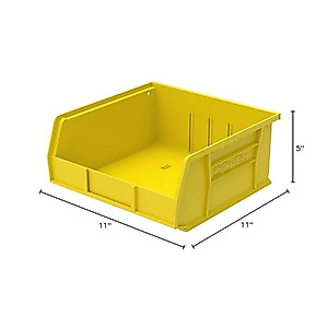 Akro-Mils 30235 AkroBins Plastic Hanging Stackable Storage Organizer Bin, 11-Inch x 11-Inch x 5-Inch, Yellow, 6-Pack