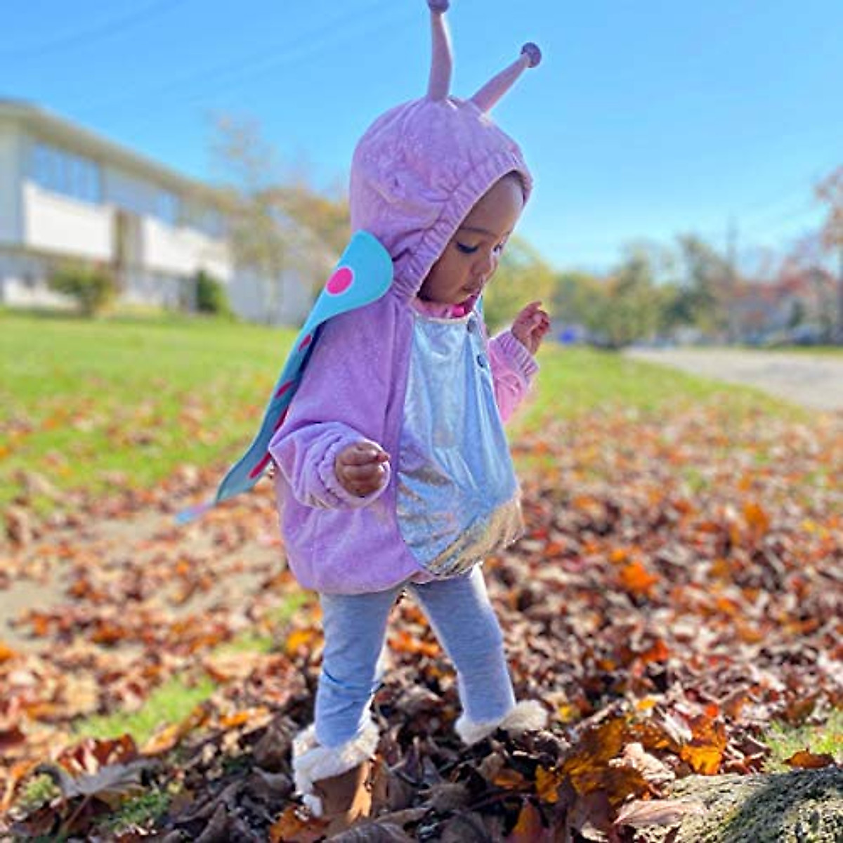 Baby Toddler Unisex Animal Themed Plush Hooded Pull Over with Attached Animal Spirit Hood (Purple Butterfly, 6-12 Months)