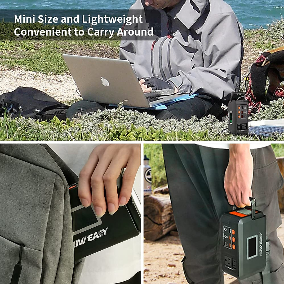 H124 HOWEASY 88wh Portable Power Station,120W power station Lithium Battery Power with 2 110V AC Socket LED Light for Camping