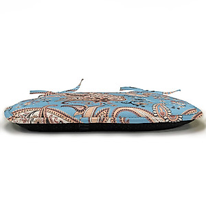 Lunarable Paisley Chair Seating Cushion Set of 6, Abstract Persian Paisley Design Floral Elements Vivid Color Palette Oriental, Anti-Slip Seat Padding for Kitchen & Patio, 16"x16", Blue Black Tan