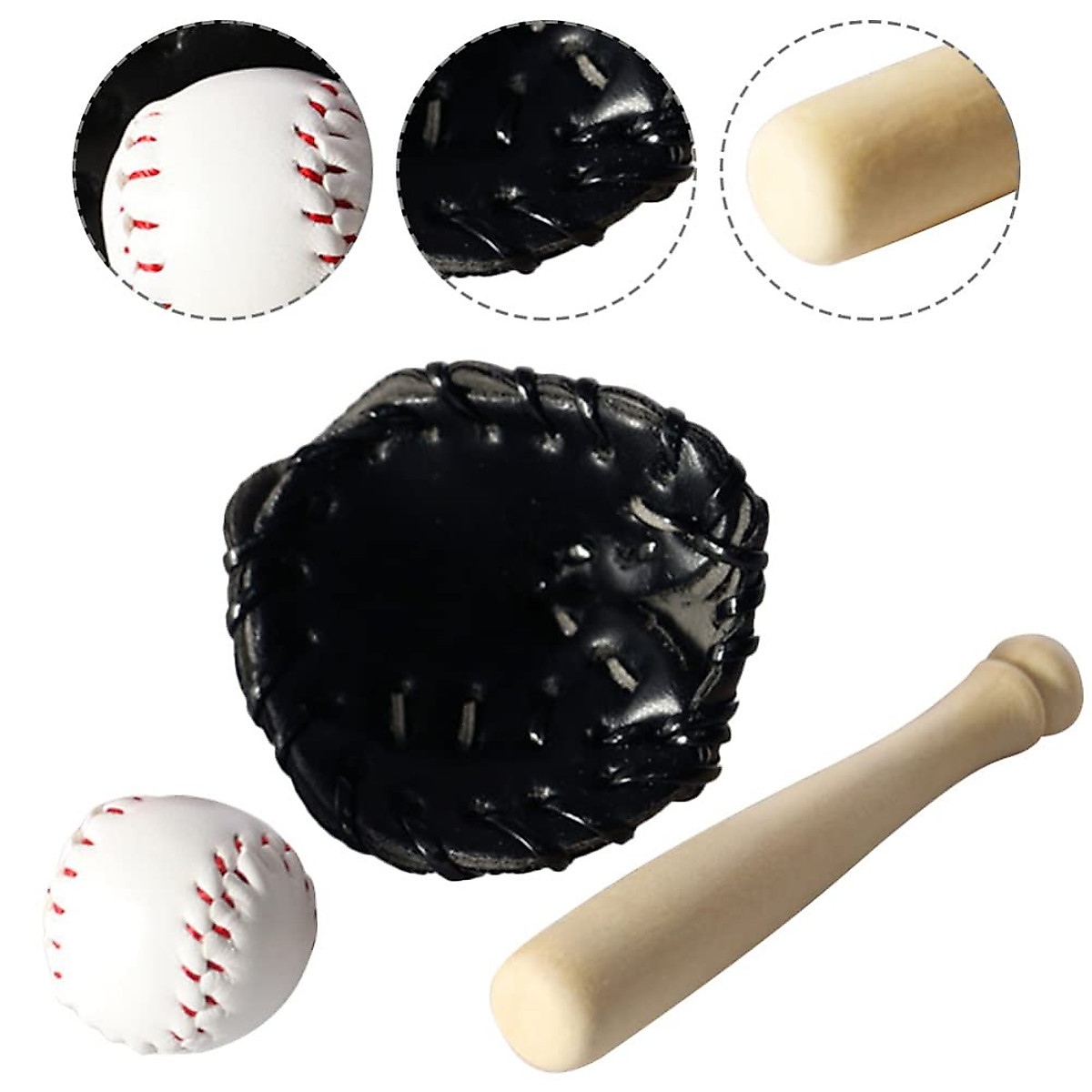 NUOBESTY Halloween Miniatures 1 Set of Miniature Baseball Bats Gloves Kit Decorative Simulation Tiny House Accessories Baseball Birthday Decorations