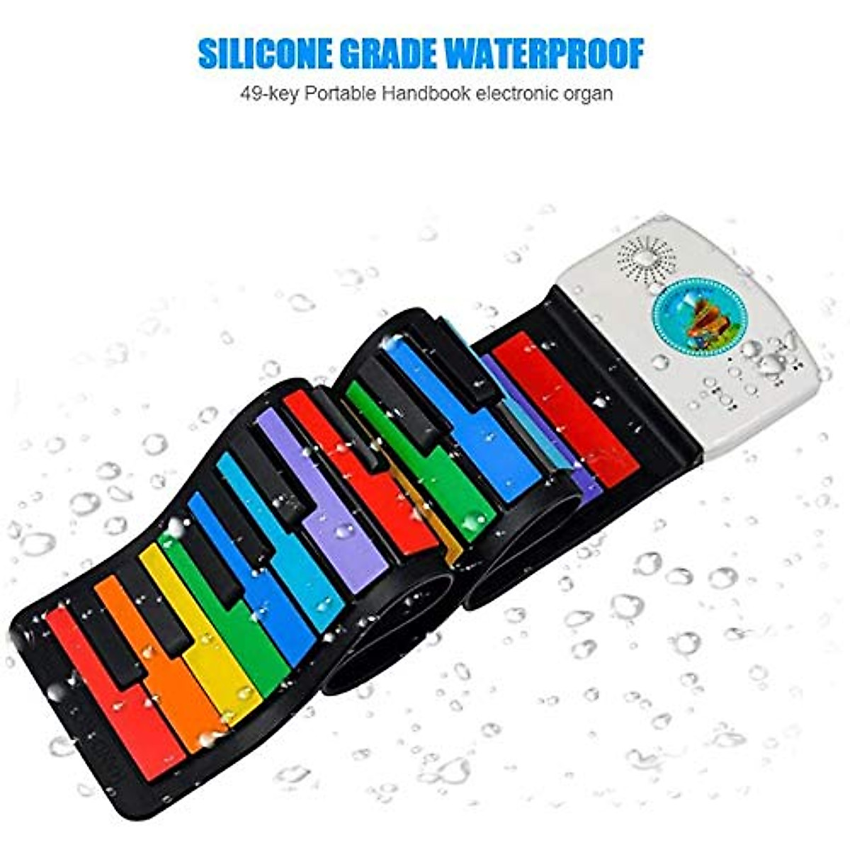 Roll Up Piano 49 Keys Portable Upgrade Rechargeable ElectronicPiano Keyboard for Kids/Beginners Rainbow