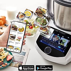 ChefRobot Smart Food Processor, All-In-One Multicooker and Cooking Robot with Guided Recipes, WiFi Built-In Self-cleaning, Chopper, Steamer, Juicer, Blender, Boil, Knead, Weigh