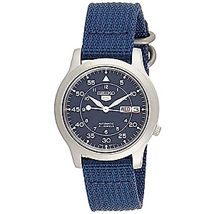 Men's SNK807 SEIKO 5 Automatic Stainless Steel Watch with Blue Canvas Band