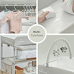 Portable Baby Changing Table, BabyBond Foldable Changing Table Dresser Waterproof Diaper Changing Table Height Adjustable Changing Station for Infant and Newborn(Beige)