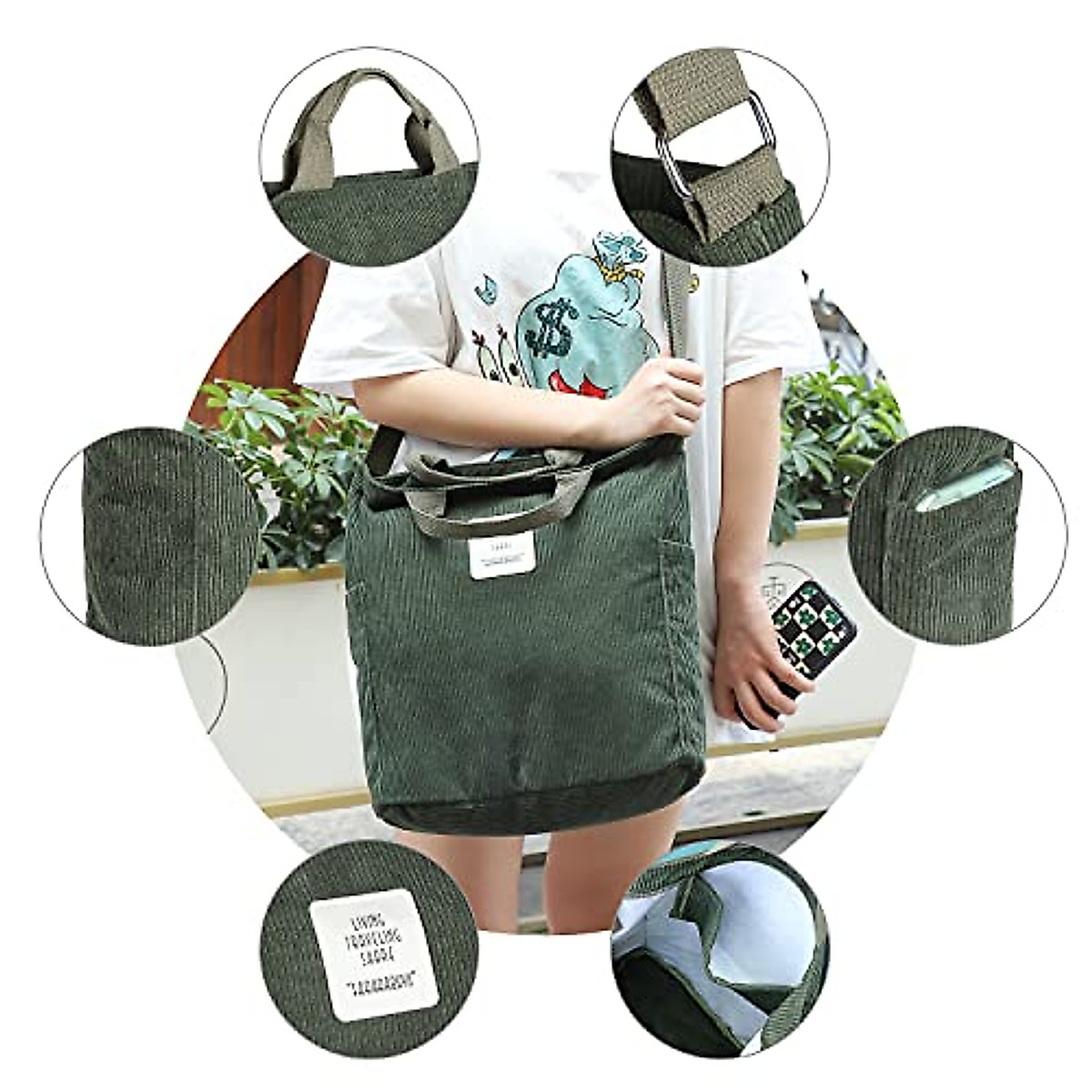 WantGor Large Tote Bag for Woman, Women's Crossbody Shoulder Handbags Big Capacity Shopping Bag (Dark Green)