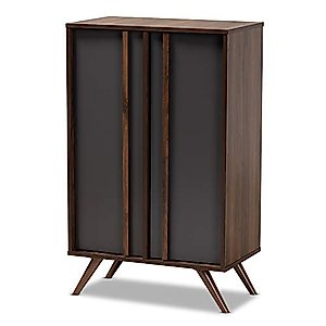 Baxton Studio Shoe Cabinets, Grey/Walnut