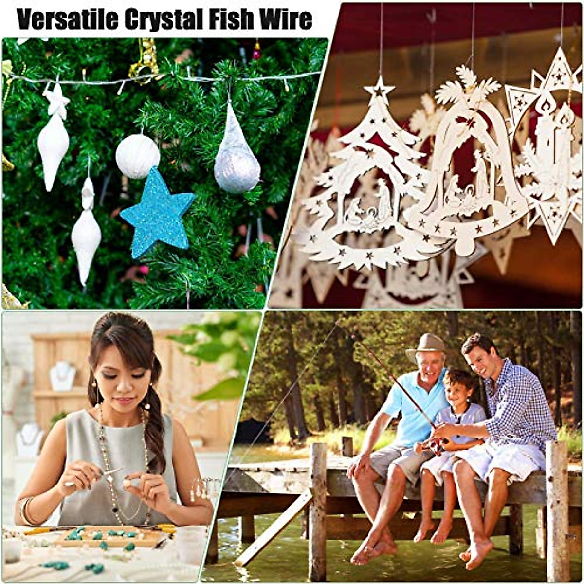 Hanging Wire Clear, Acejoz Thick Fishing Line Nylon String Picture Frame Wire with 100Pcs Crimps Sleeves 70lb Invisible Line for Balloon Garland Picture Hanging Decoration and Crafts (656 Feet)