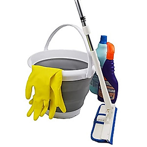 SAMMART 8.5L (2.2 Gallon) Collapsible Plastic Bucket - Foldable Round Tub - Portable Fishing Water Pail - Space Saving Outdoor Waterpot. Size 31cm Dia (White/Grey, 1)