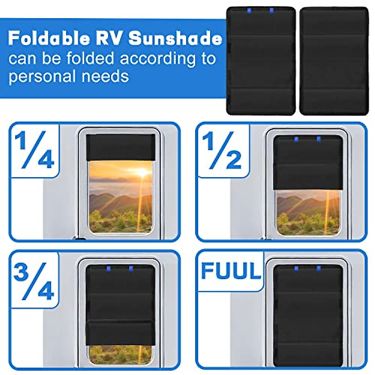 DAIKOU RV Door Window Shade, Foldable Velcro Blackout Cover, UV Rays Protection Camper Trailer Fits for Most Interior Waterproof Thickened Oxford Fabric Black