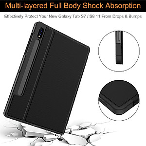 Soke Case for Samsung Tab S8 2022 & S7 2020 -Premium Shock Proof Stand Folio Case, Multi- Viewing Angles, Hard PC Back Cover for Galaxy Tab S8 11 inch Tablet [SM-X700/X706/T870/T875/T878], Black