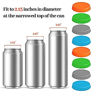 YGAOHF 8 Pack Silicone Soda Can Lids to Keep Carbonation - Reusable Soda Can Covers Lids, Keep Drinks Fresh, Fits Standard Soda/Beverage Cans (Assorted)