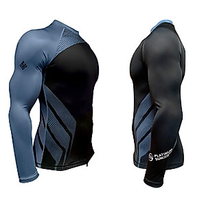 Platinum Sun UPF 50+ Rash Guard for Men Long Sleeve Swim Surf Shirt - Tight Tit UV Rashguard (Cobalt, XXL)
