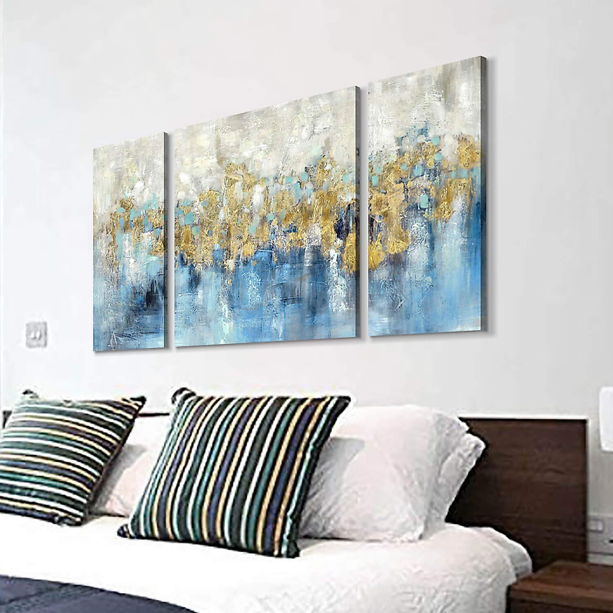 Abstract Canvas Artwork Modern Painting: Gleaming Gold Picture on Canvas for Home Wall Art Decor