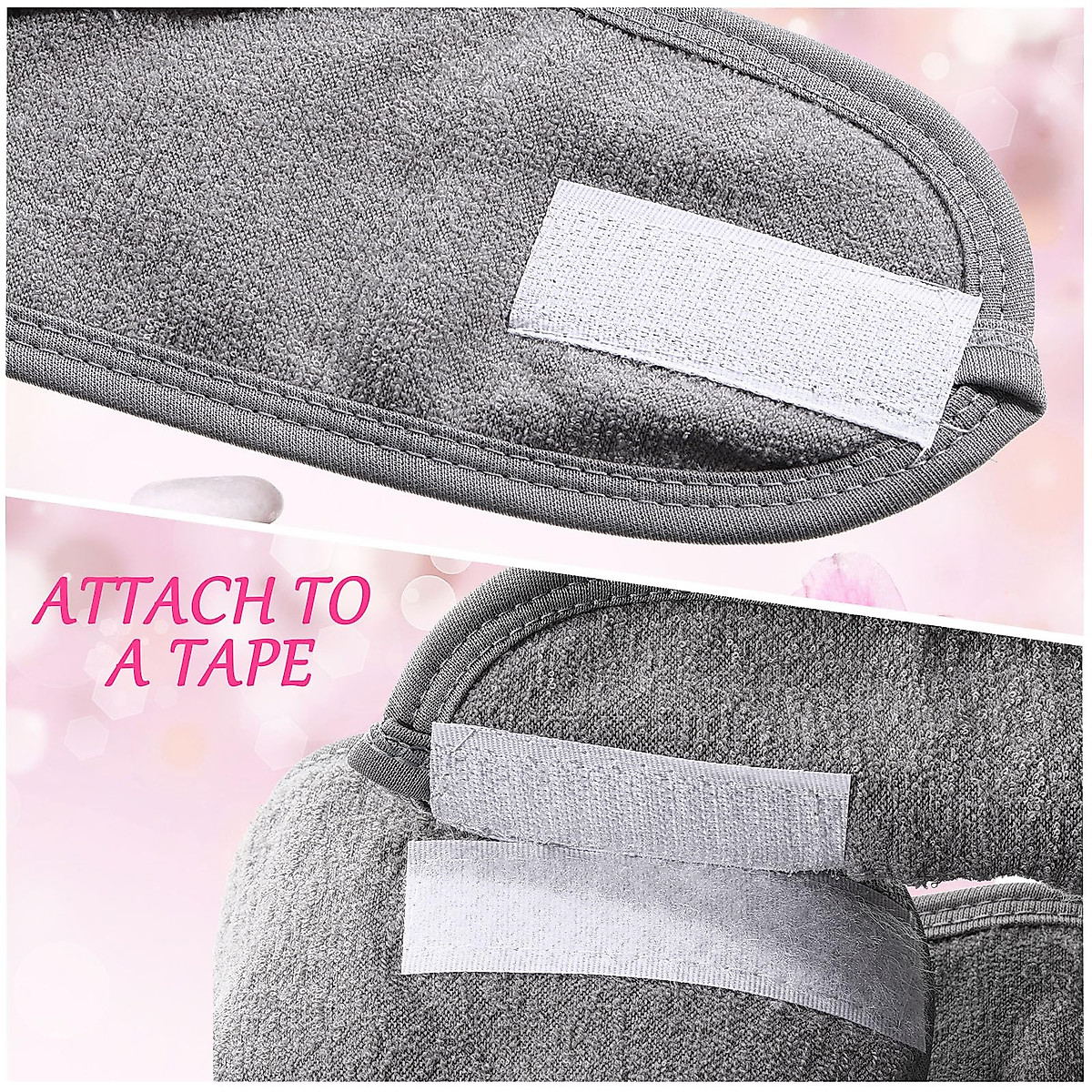 24 Pcs Spa Headband Bulk Makeup Facial Headband for Washing Face, Terry Cloth Headband Head Wraps for Facials, Adjustable Stretch Towel with Hook and Loop Non Slip, White, Pink, Grey, Black