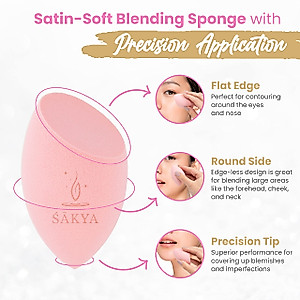 Sakya Beauty Blending Makeup Sponge, Natural Beauty Blending Sponge For Foundation and Cleansing, Medium to Full Coverage - 2 Count