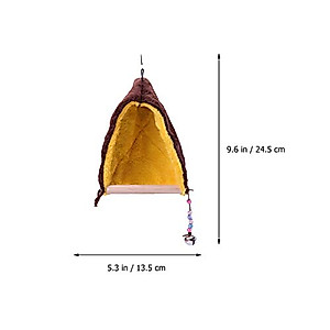 Parrot Swing Perch - Bird Winter Plush Hut Tent Birdcage Hammock with Wood Stand and Bells Pendant for Parakeets Cockatiels, Conures, Macaws, Parrots, Love Birds, Finches
