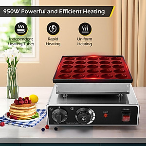 Dyna-Living Mini Dutch Pancake Maker 25PCS Commercial Mini Pancake Maker Non-stick Dorayaki Maker Electric Dutch Pancake Baker 950W Mini Pancake Dutch Machine for Home Kitchen