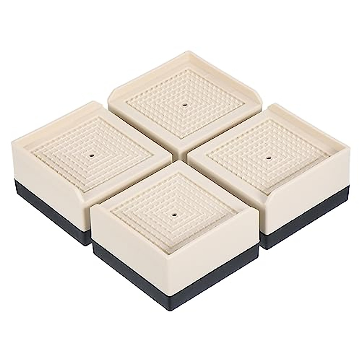 uxcell Furniture Risers 1.5 Inch, 4Pcs Square Bed Risers Adjustable Couch Riser Blocks for Extender for Bed Desk Sofa Table Lift Support Up to 1300Lbs, Beige