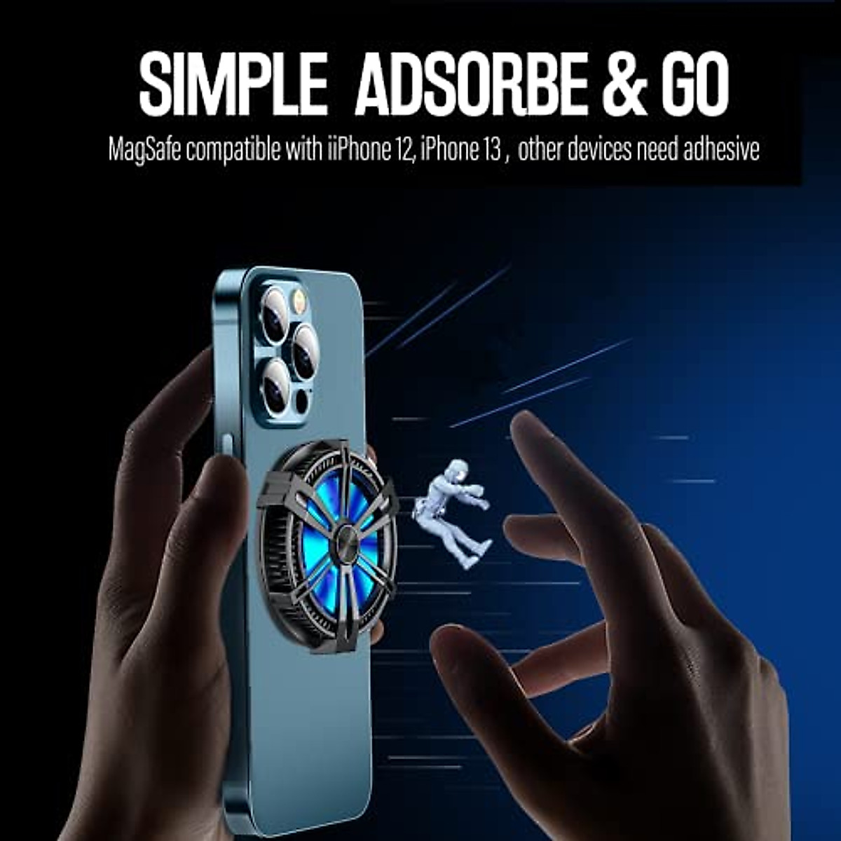 Phone Cooler, Magnetic Phone Cooling Fan for iPhone/Android/Tablet/iPad, iPhone12&13 Series MagSafe Compatible, Dual Cooling Chip Mobile Phone Radiator, Cell Phone Cooler for Gaming, Live Stream, Vlog