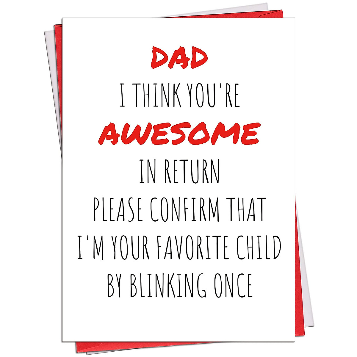 Ikassong Funny Card for Dad Birthday Father's Day 5.3 x 7.6 with 2 Envelopes