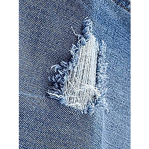 Aislor Girls Ripped Jeans Distressed Denim Pants Kids Washed Elastic Waist Straight Leg Jeans Baggy Wide-Leg Trousers Blue B Retro 9-10 Years