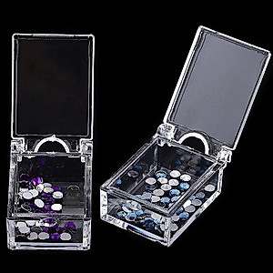 MissLytton Small Storage Box Jewelry Bead Organizer, Clear Plastic Covered Container Box with 20 Removeable Compartment, Perfect for Storing Nail Arts Rhinestones, Small Charms, Earrings, Seeds