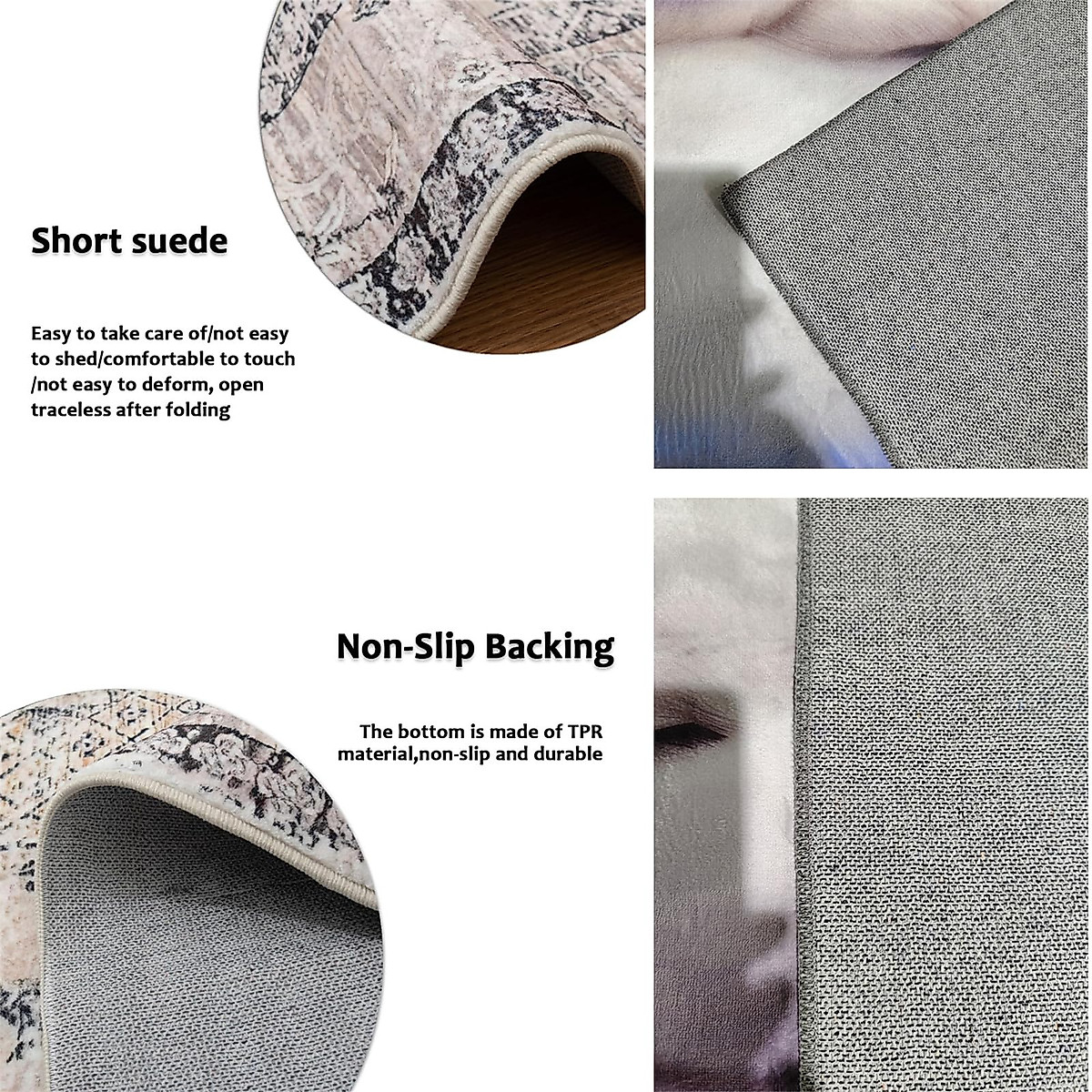 Colored Lips Lip Prints Area Rugs, Black Background Red Blue Fashion Creative Non-Slip Mat, Carpet Mat Soft and Comfortable Bright Color Apply to Bedroom Living Room Farmhouse,4×6ft/120 * 180cm