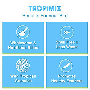 Hagen Tropimix Enrichment Food for Cockatiels & Lovebirds, 2 lb. - HARI Parrot Food with Seeds, Fruit, Nuts, Vegetables, Grains, and Legumes