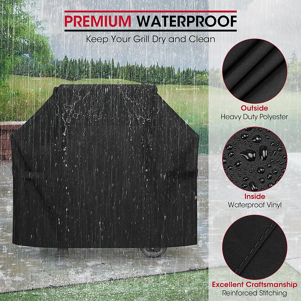 Unicook 51 Inch Grill Cover for Weber Spirit 300 and Spirit Il 300 Series Grills, Premium BBQ Grill Cover for Outdoor Grill, Heavy Duty Waterproof Fade Resistant, Compared to Weber 7139