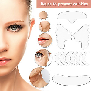 SATINIOR 11 Pieces Reusable Silicone Chest Wrinkle Pads Patches, Silicone Neck Decollete Anti Wrinkle Patches Pad Forehead Face Cleavage Eye Cheek Stick Valentine's Day Gift