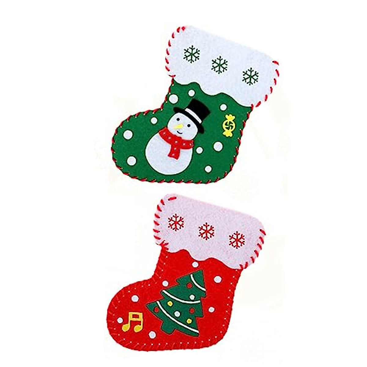 Veemoon Felt Christmas Ornament Kits 6 Pcs Xmas Party Favor Wall Hanging DIY Felt Non-Woven Fabric Hanging Bag Materials Christmas Stocking Making Kit Handmade DIY Materials Kit Suite