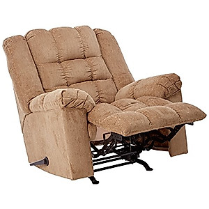 Signature Design by Ashley Ludden Ultra Plush Tufted Manual Rocker Recliner, Light Brown
