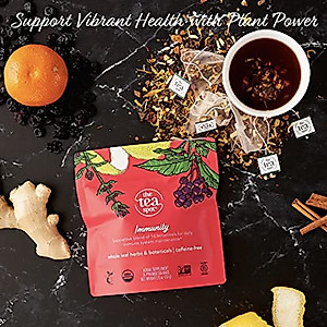 The Tea Spot Organic Immunity Tea with Natural Vitamin C for Immune Support & Sore Throat | Blend of Adaptogens, Elderberry, Orange Peel, Ginger, Basil, Lemon Peel & Valerian Root | Caffeine-Free 15 Tea Bags
