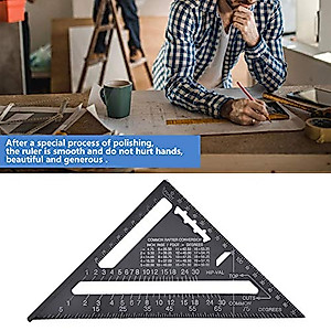90 Degree Black Triangle Ruler Aluminum Alloy Angle Ruler Inch for Carpenter's Workshop Woodworking 7 Inch Square Layout Tool