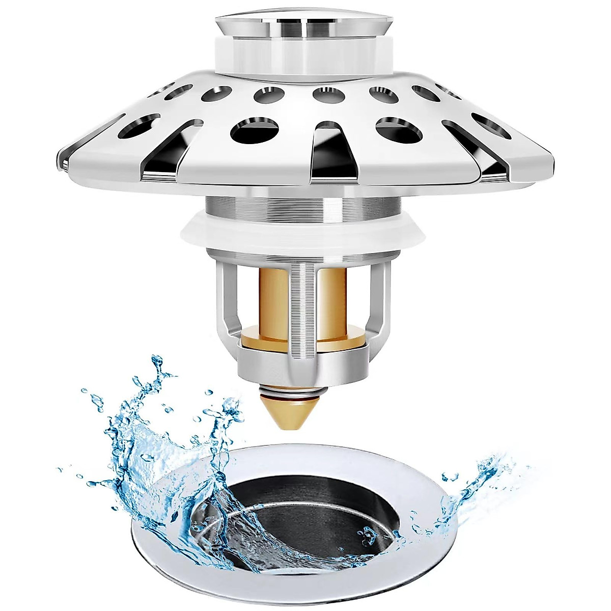 AzWzz Bathroom Sink Stopper,Sink Hair Catcher,Bathroom Sink Drain Strainer Pop Up Drain Cover Plug,Universal for 1.1 to 1.65in Sink Drain Hole