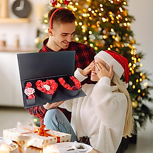 Valentines Day Flower Gift Box: "i Heart U" Letter Large Flower Boxes with Ribbon for Christmas, Wedding Party, Mothers Birthday Love Favors, Bridal Shower Chocolate Packaging, Rose Bouquet Present (black)