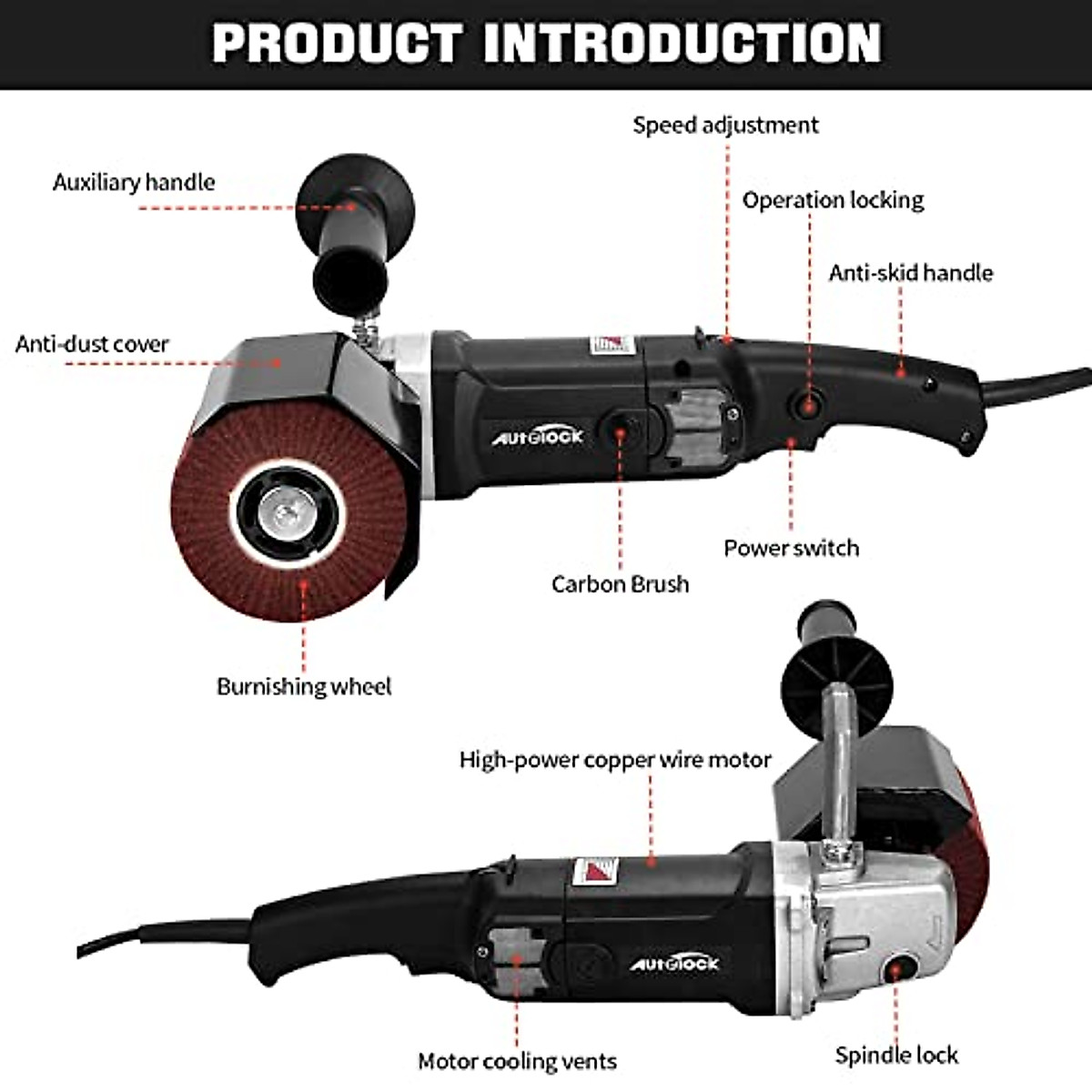 Autolock Metal Burnishing Machine,Electric Sander Polisher, With 4 Burnishing Wheels for Metal and Stainless Steel Polishing