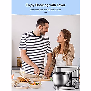 Stand Mixer FOHERE, 6-Speed Stainless Steel Mixer with Dough Hook, Mixing Beater, Wire Whip, Dishwasher-safe, Tilt-Head Kitchen Dough Mixers for Cake, 5.8 QT Electric Home Cooking Kitchen Mixer