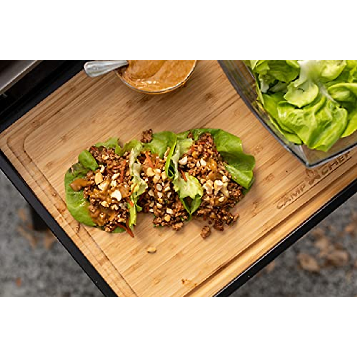 Camp Chef Bamboo Cutting Board - Wood Cutting Board for Kitchen Accessories & Outdoor Cooking - Perfect for Cutting Meat, Veggies, Cheese & More - 14" x 16"