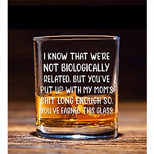 NeeNoNex I Know That We're not Biologically Related Step Dad Whiskey Glass - Funny Birthday Christmas Fathers Day Gift for Step Dad, Step-Father, Bonus Dad